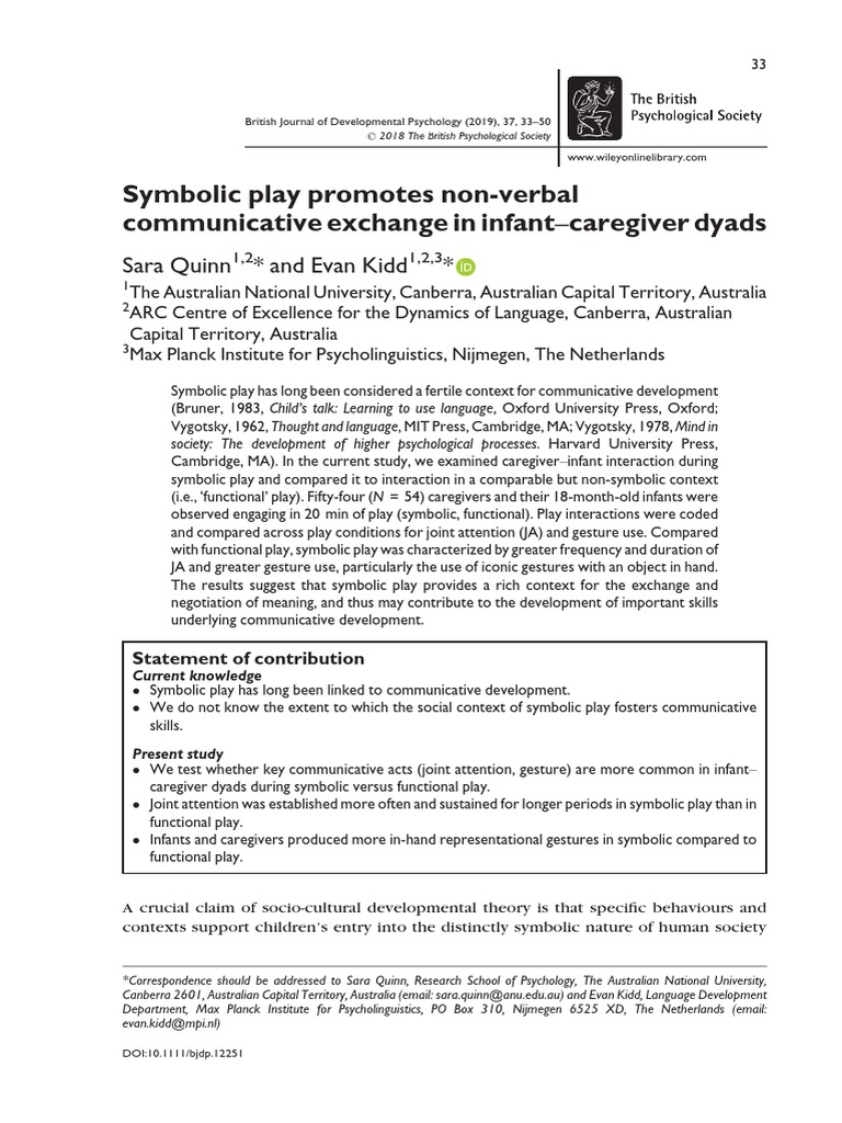 Symbolic Play | PDF | Gesture | Language Development