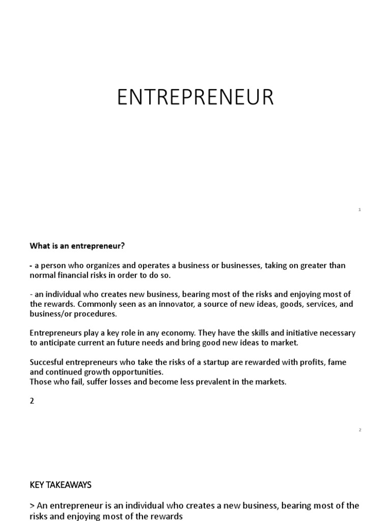 ENTREPRENEUR PPT For Students | PDF | Entrepreneurship | Startup Company