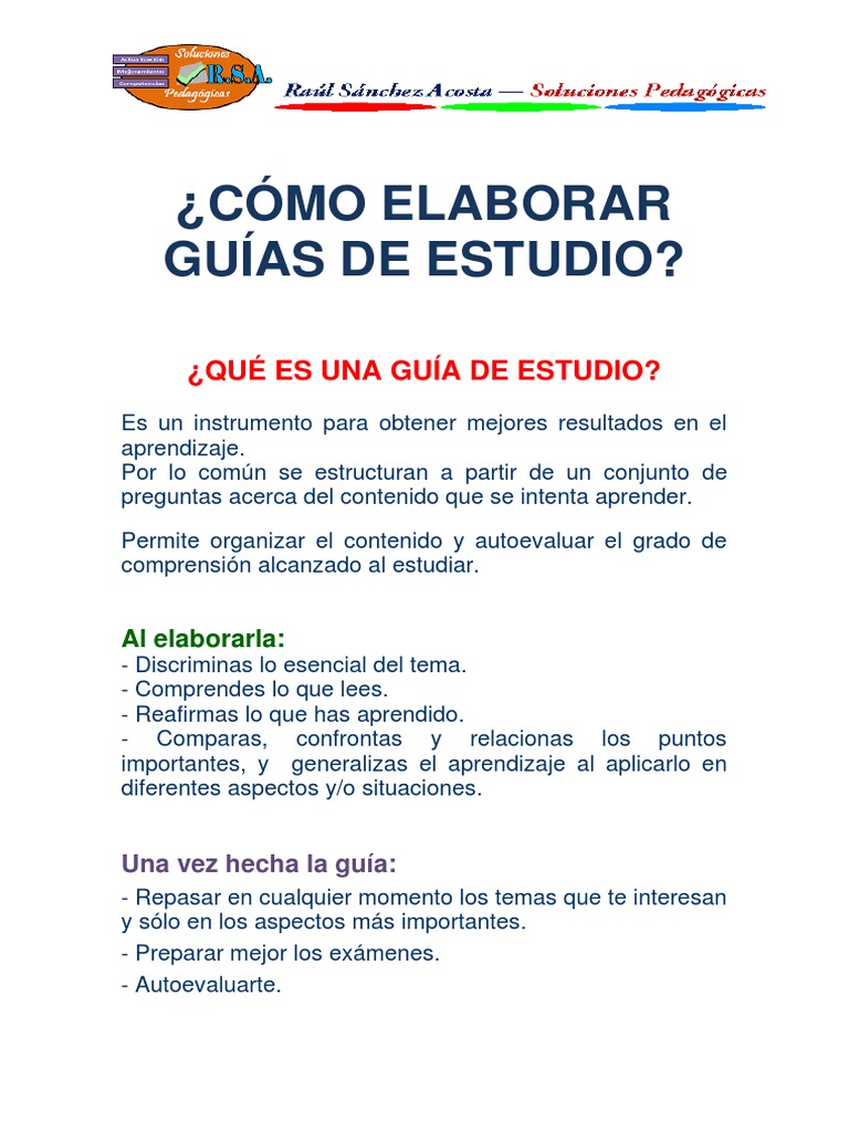 Cómo Elaborar Guías de Estudio | PDF | Conocimiento | Teoría