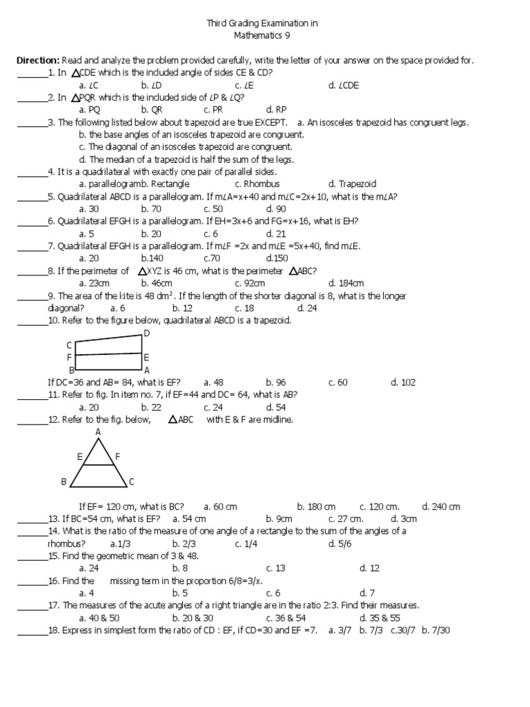 3RD Grading | PDF | Rectangle | Geometric Objects