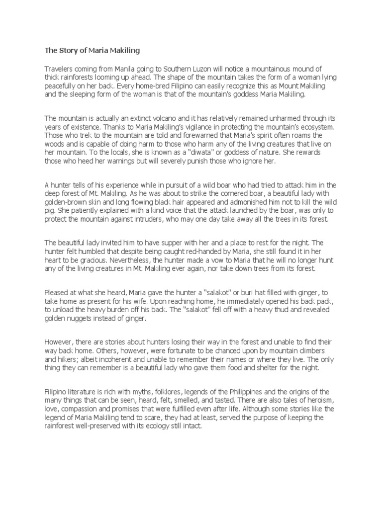 The Story of Maria Makiling | PDF