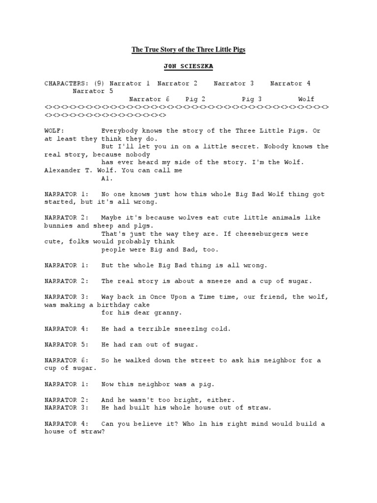 The True Story of The Three Little Pigs Jon Scieszka | PDF