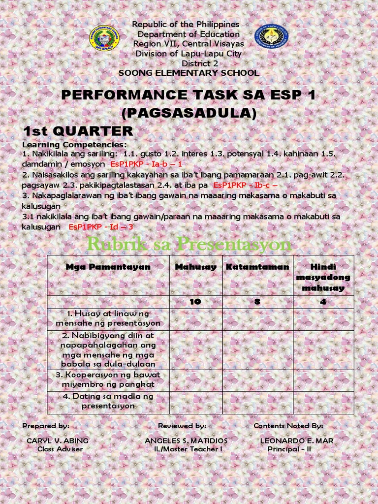Esp Q1 Performance Task | PDF