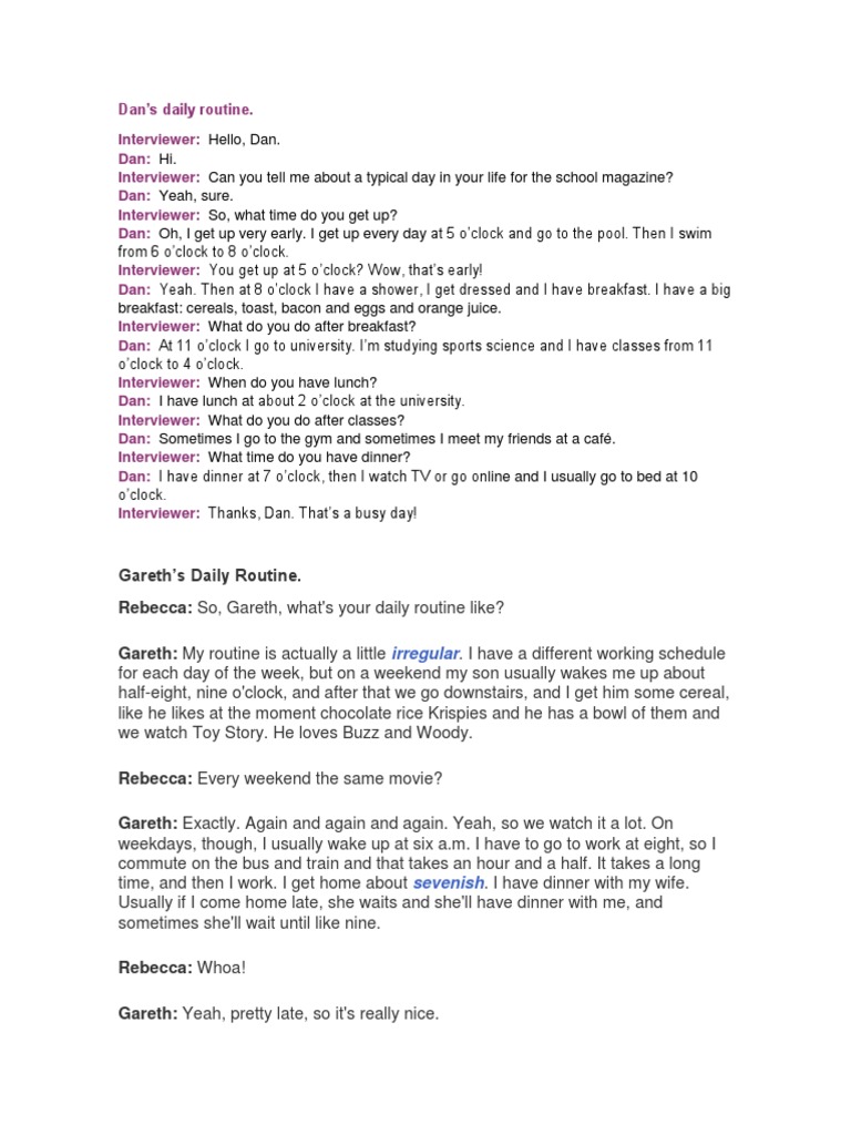 Daily Routines | PDF