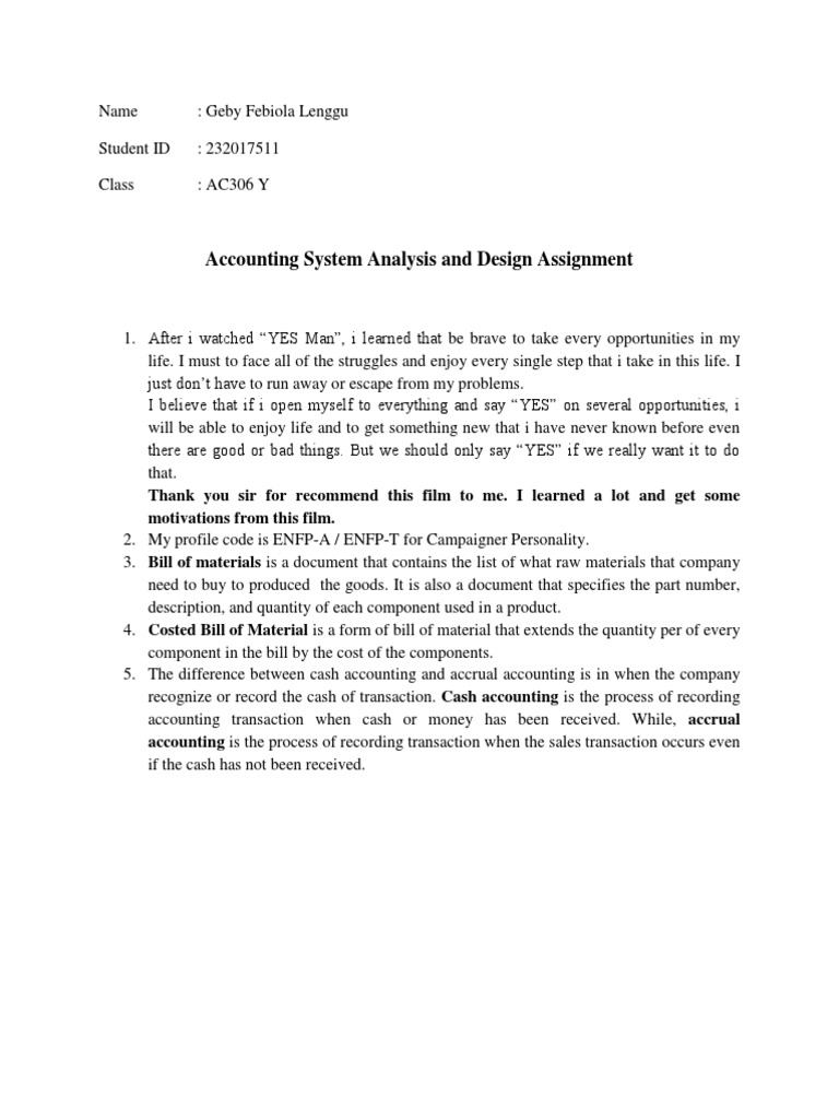 Accounting System Analysis Insights | PDF