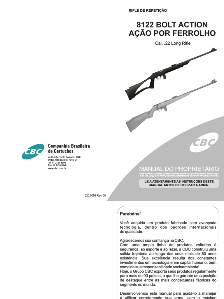 Manual do Proprietário do Rifle de Repetição 8122 Bolt Action CBC | PDF ...