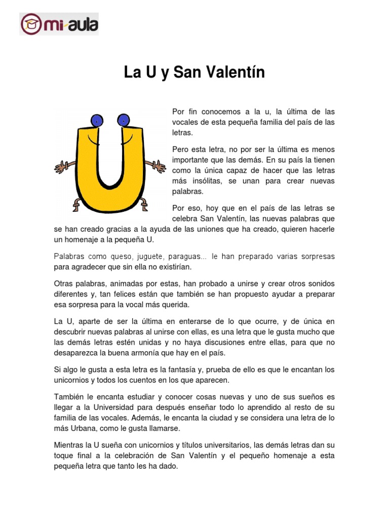Apunte 5 Cuento Vocal U y San Valentin 77660 20181007 20160406 173537 | PDF