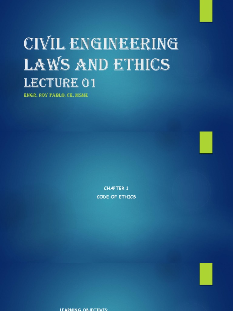 Civil Engineering Laws and Ethics: Engr. Roy Pablo, Ce, Msme | PDF ...