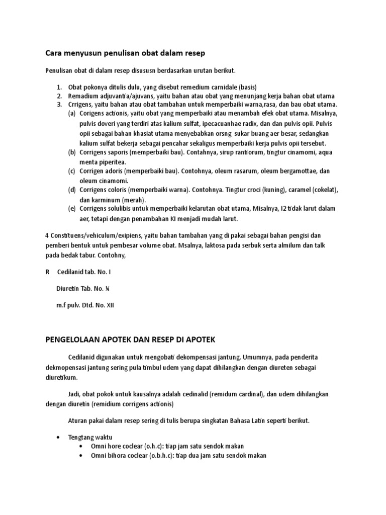Cara Menyusun Penulisan Obat Dalam Resep | PDF