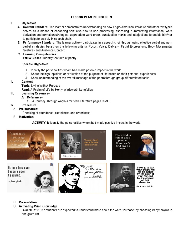 Living With A Purpose | PDF | Poetry | Lesson Plan