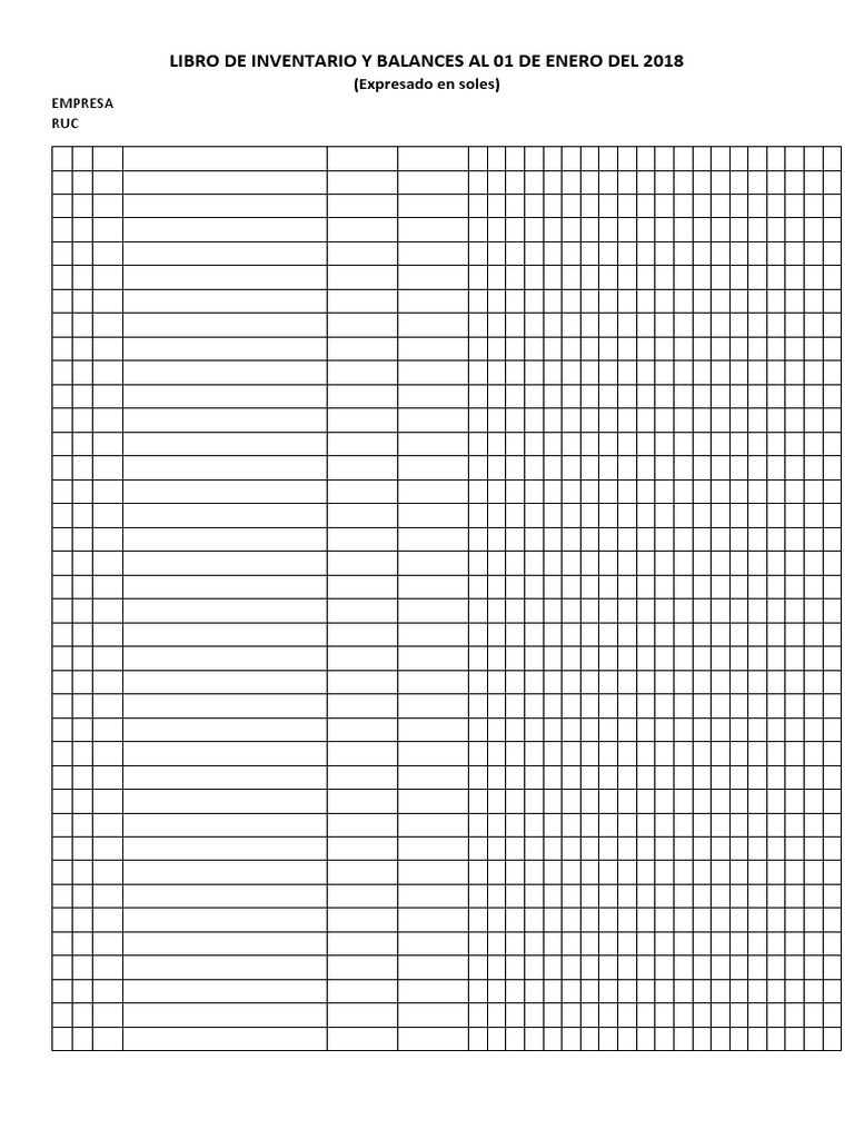 Formato de Libro Inventarios y Balance | PDF