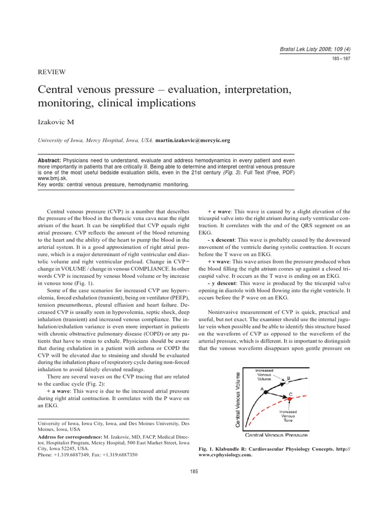 CVP Evaluation Interpretation PDF | PDF | Atrium (Heart) | Vein
