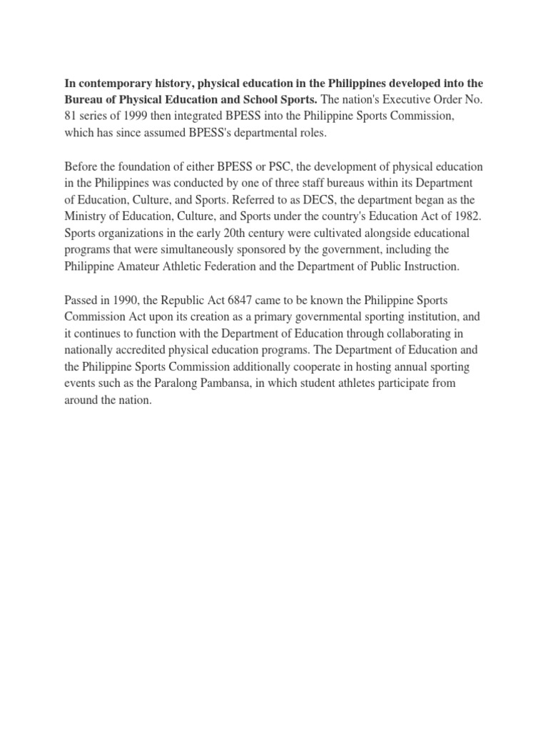 History of Physical Education in The Philippines