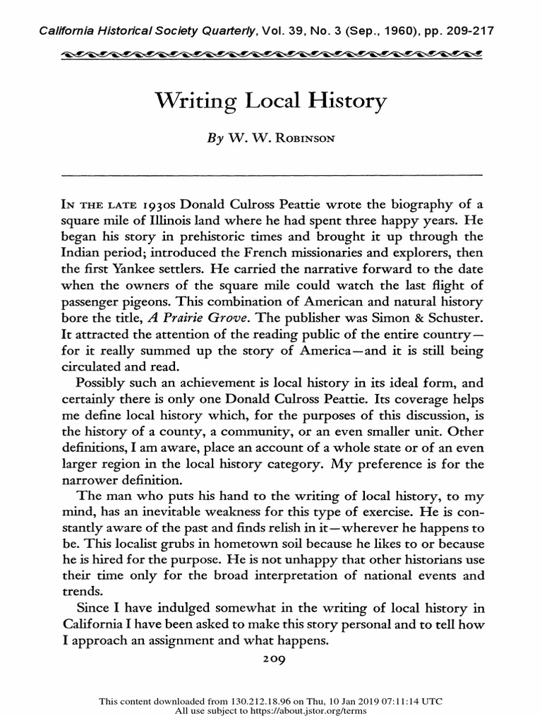 Approaches to Writing Local History | PDF
