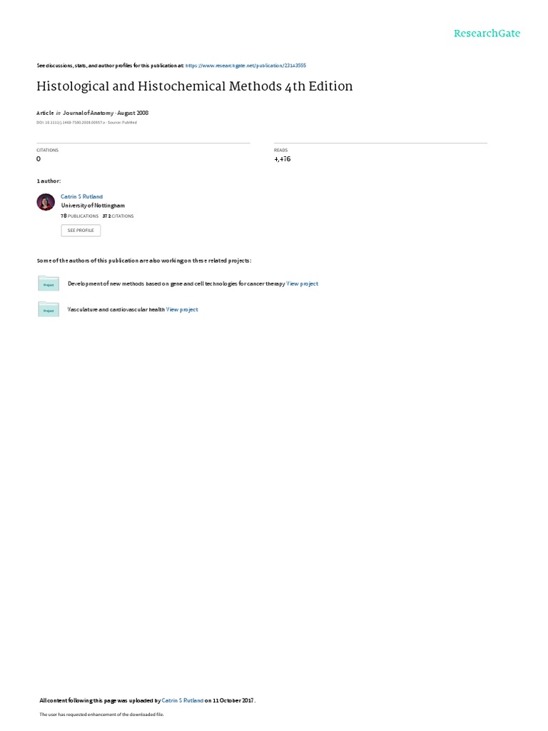 Histological and Histochemical Methods 4th Edition | PDF | Histology ...