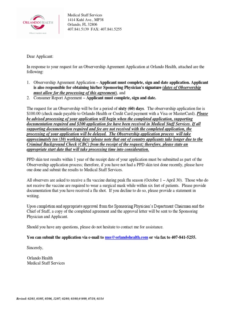 Orlando Health Observership Application Guide | PDF | Medical Record ...