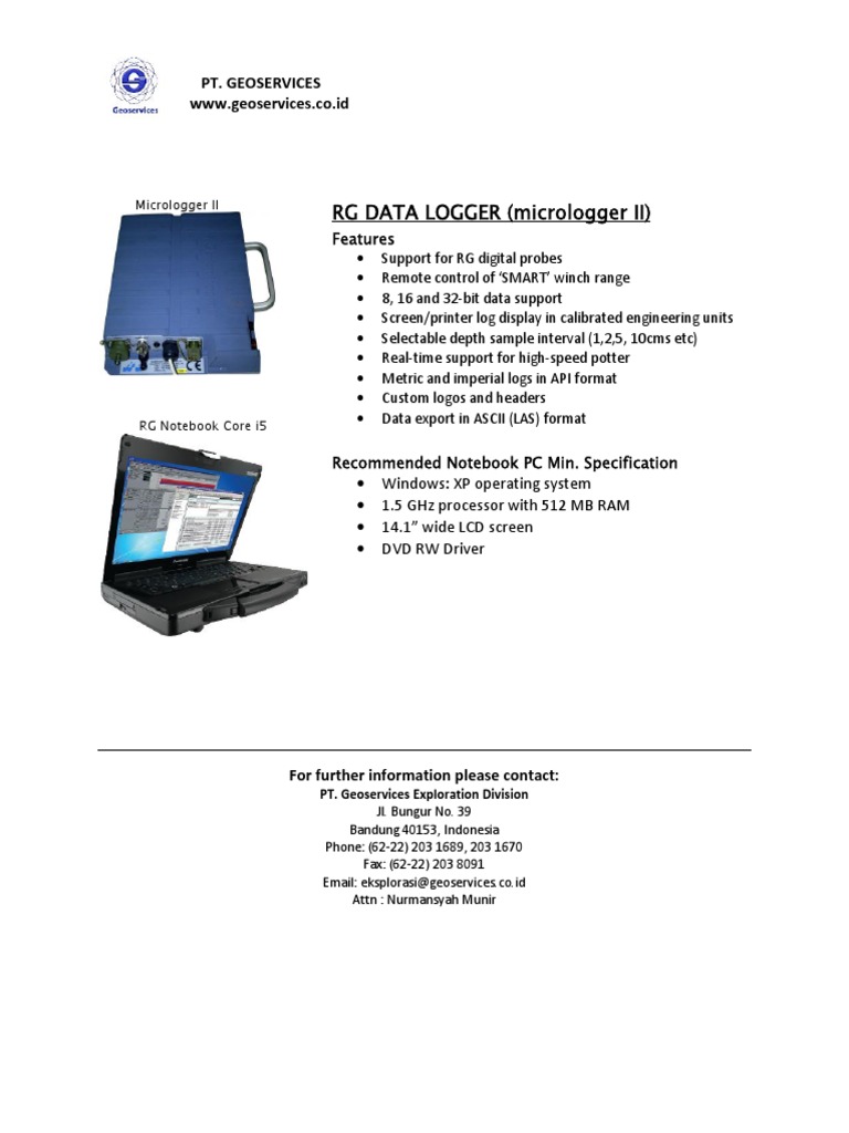 RG DATA LOGGER (Micrologger II) : Pt. Geoservices WWW - Geoservices.co ...