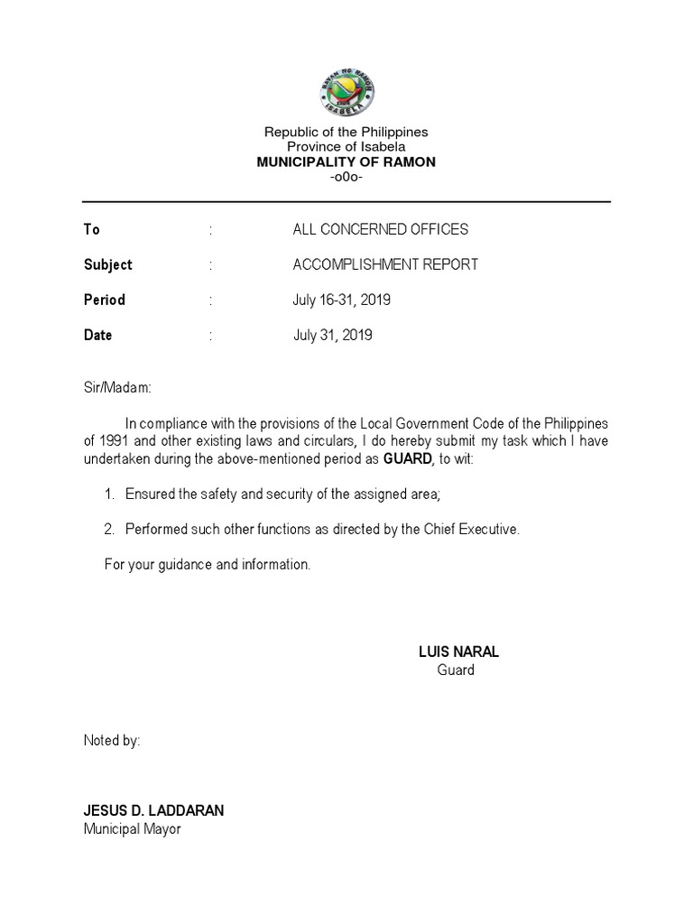 Security Guard Accomplishment Report | PDF