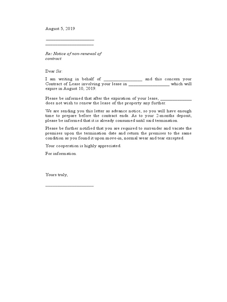 A LETTER NON Renewal of Contract 2019 | PDF