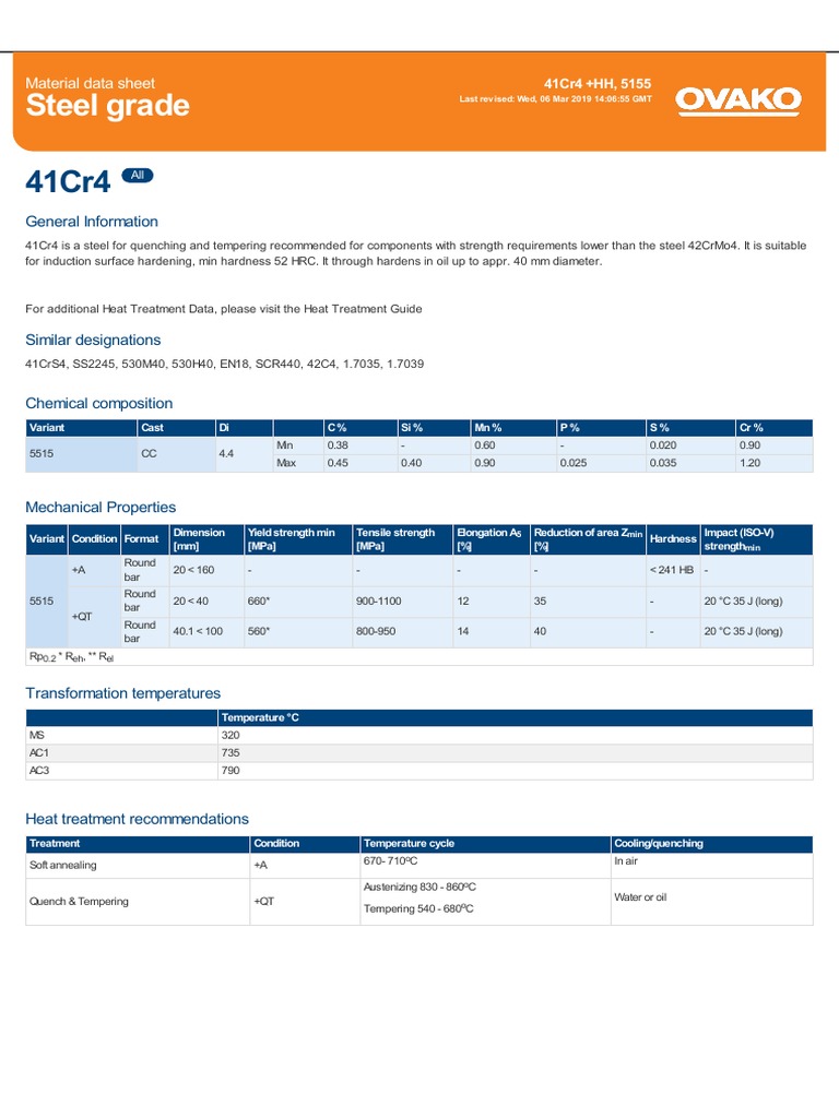 41 CR 4 | PDF | Heat Treating | Materials