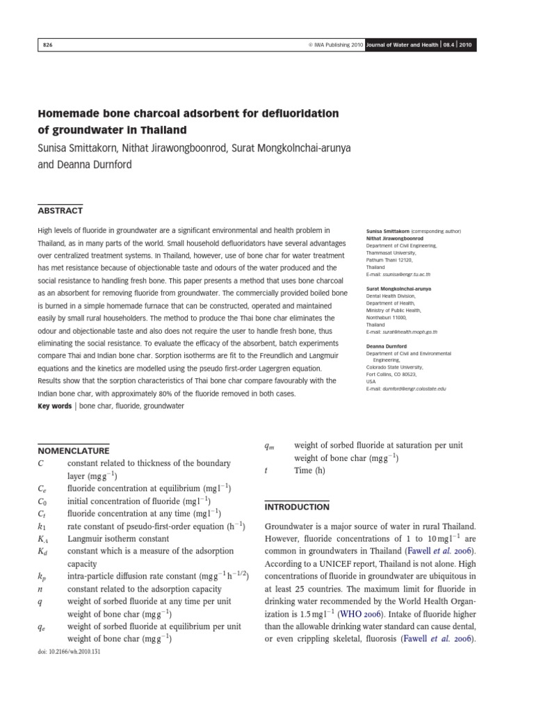 Producing Effective Homemade Bone Charcoal for Defluoridation of Rural ...