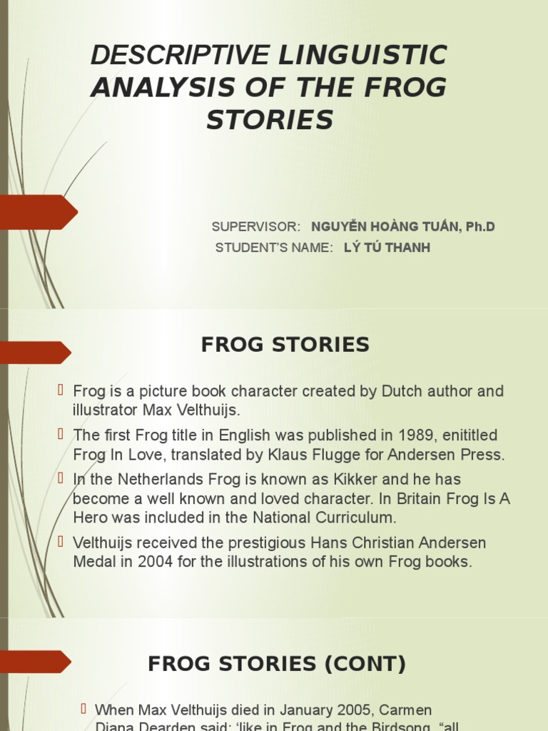 Descriptive Linguistic Analysis of The Frog Stories | PDF | Cognitive ...