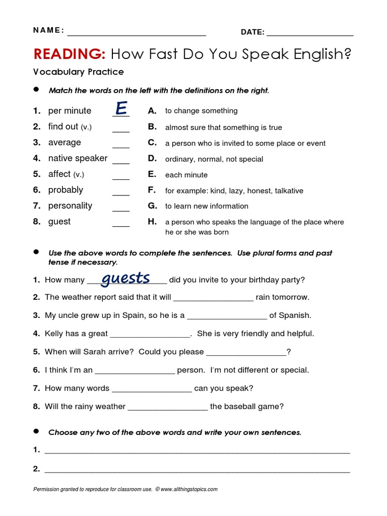 English Worksheet | PDF | English Language | Grammar