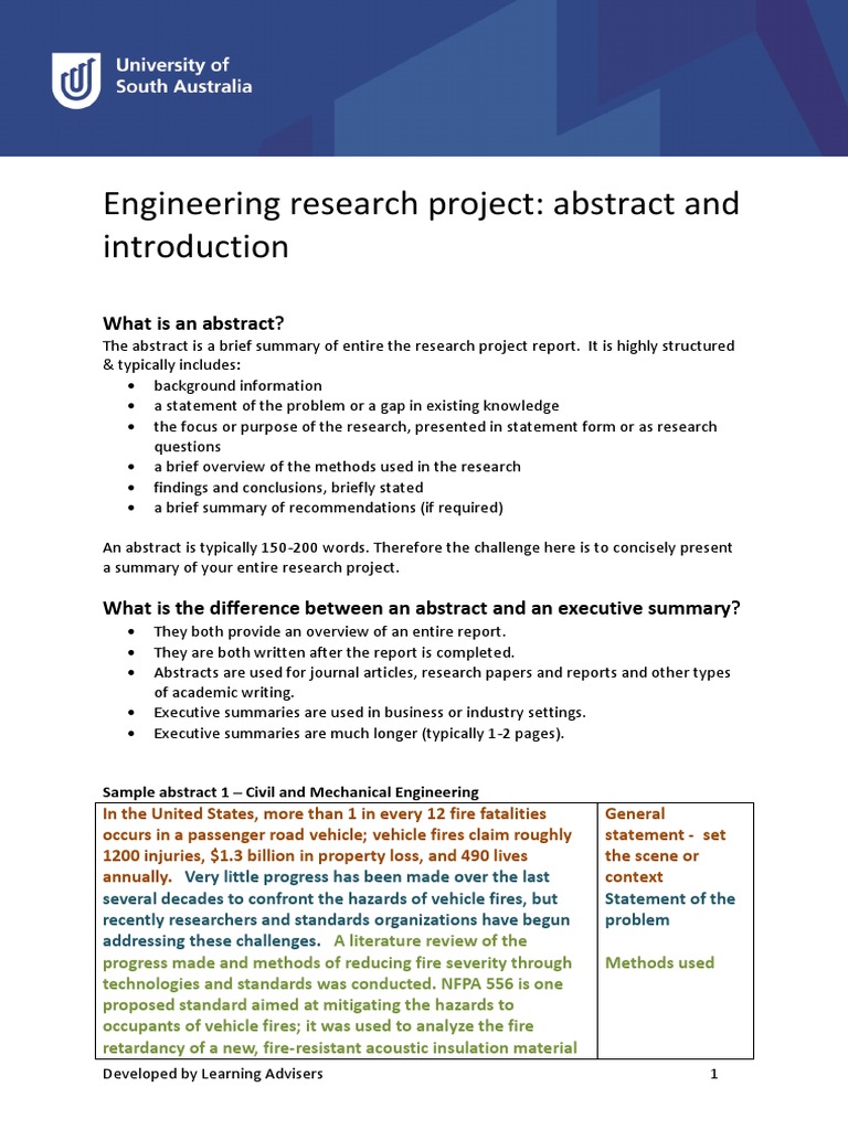 Engineering Research Project Abstract and Introduction 2016 | PDF ...