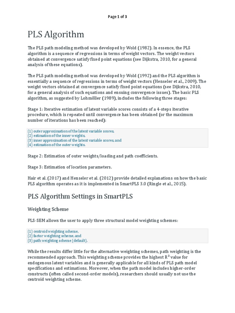 Pls Algorithm Settings in Smartpls | PDF | Regression Analysis ...