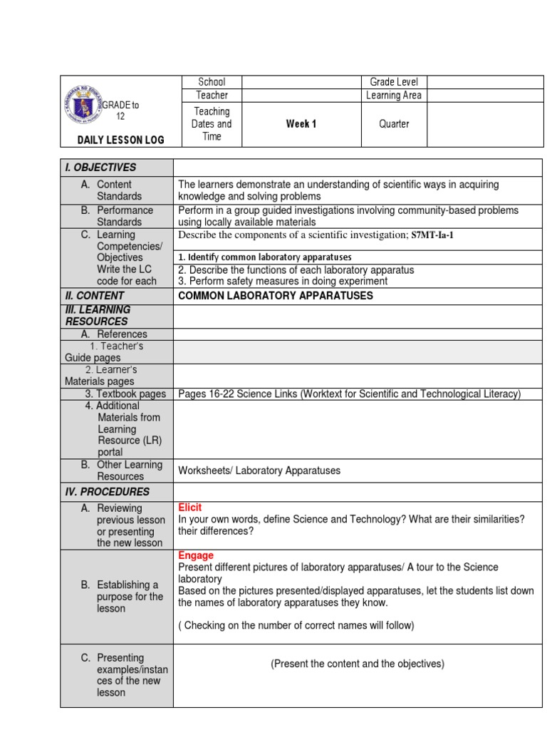 w1 Day 1 2 Laboratory Apparatus Edited | PDF | Laboratories | Learning