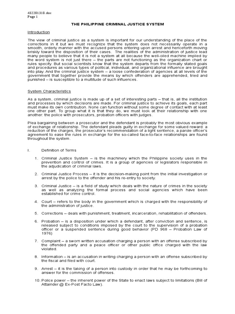 Criminal Justice System (Notes) | PDF | Criminal Justice | Crime & Violence