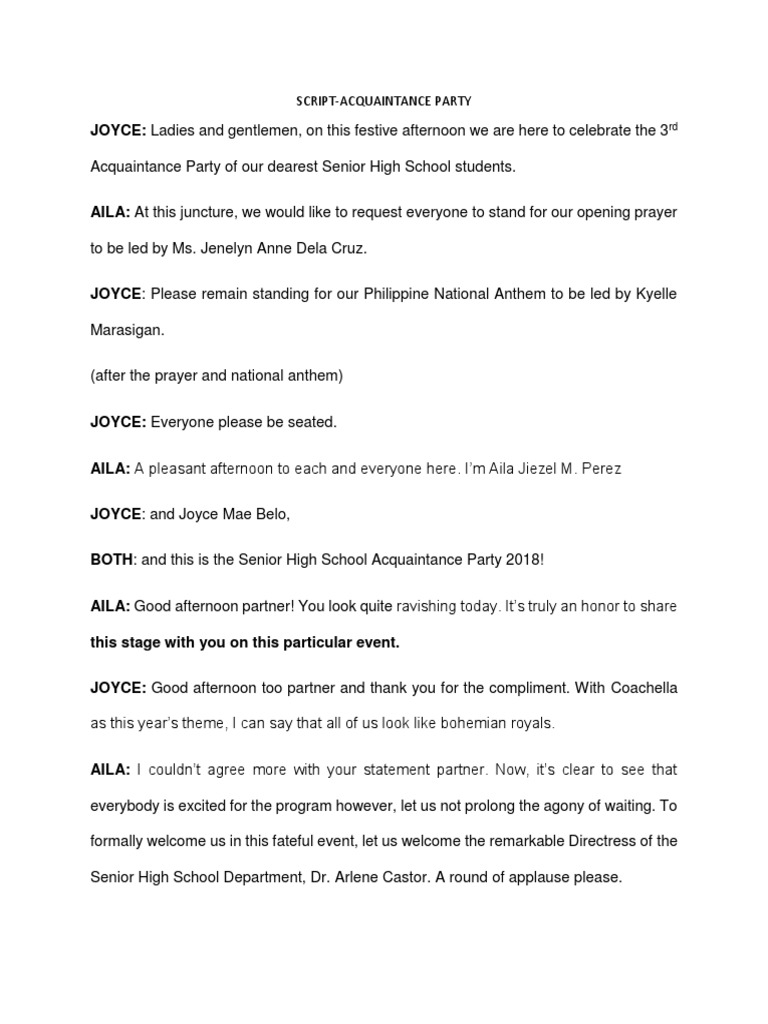 Script-Acquaintance Party | PDF