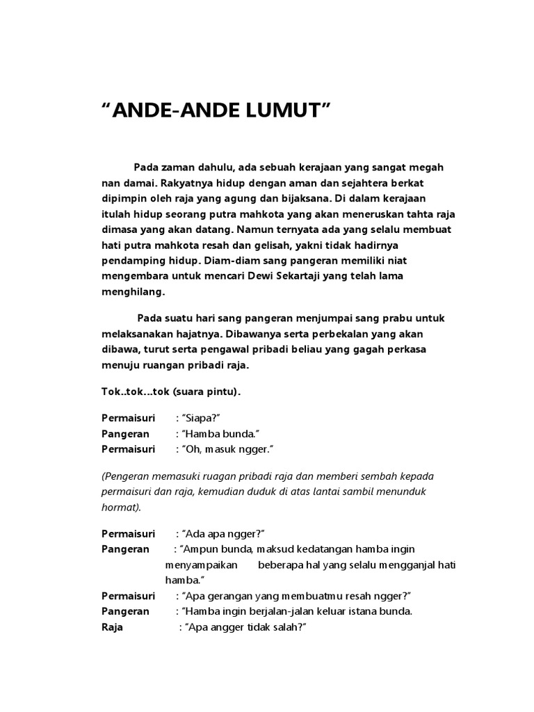 Naskah Drama Ande-Ande Lumut | PDF