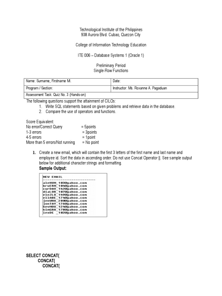 Single Row Functions | PDF Single Row Functions | PDF