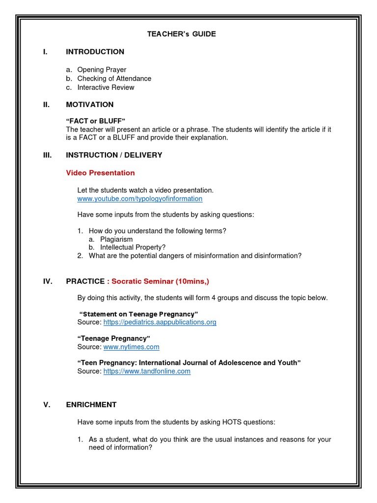 Teacher'S Guide I.: Video Presentation | PDF