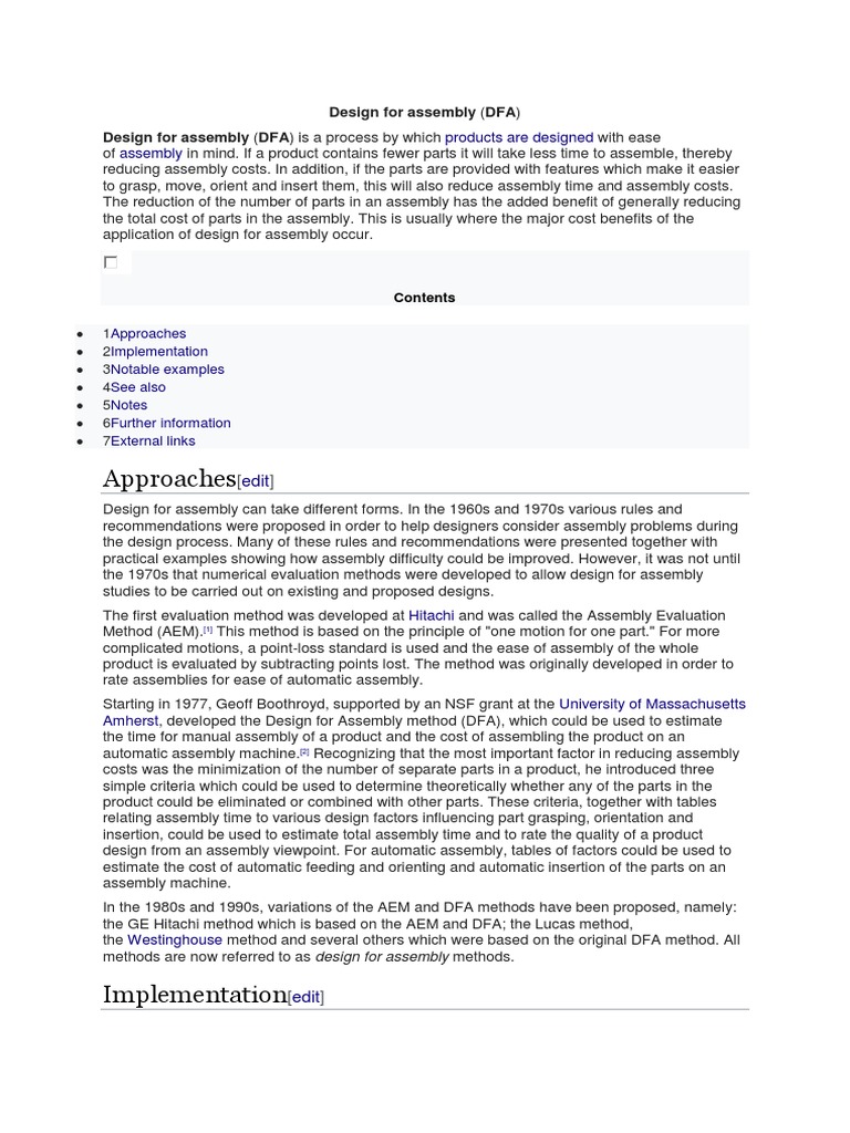 Design For Assembly | PDF | Economic Sectors | Engineering