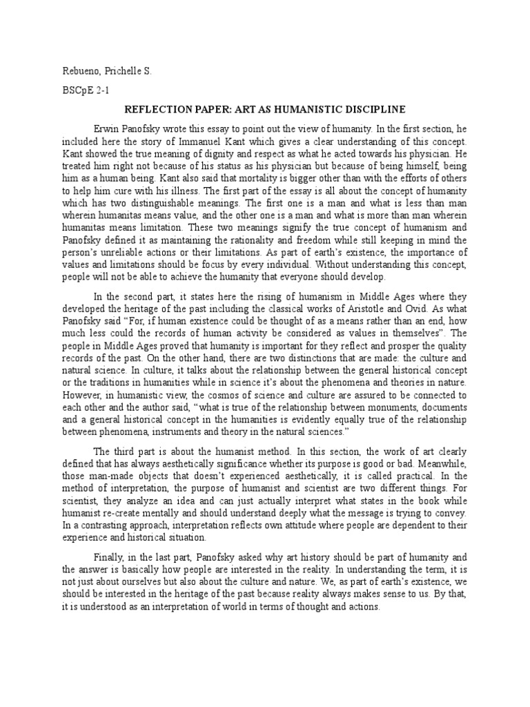 Reflection Paper: Art As Humanistic Discipline | PDF | Concept | Science