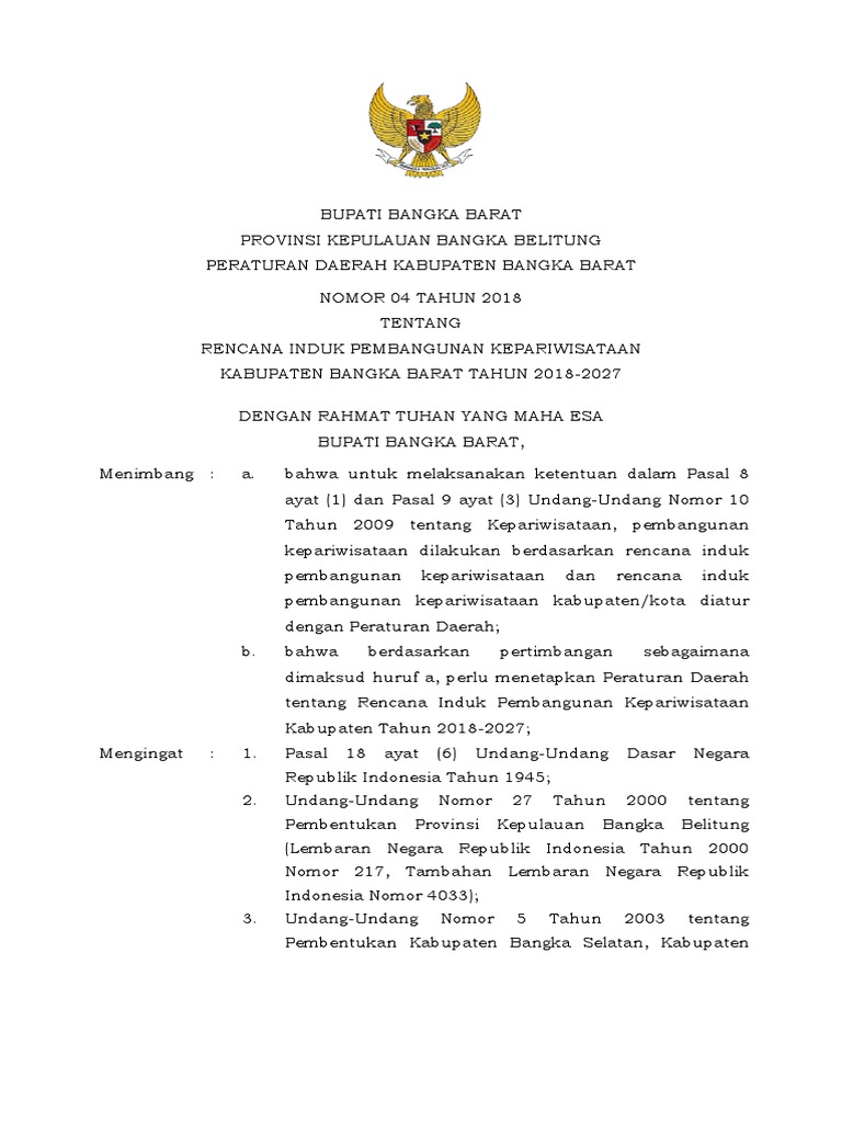 Perda No 4 THN 2018 Riparkab | PDF