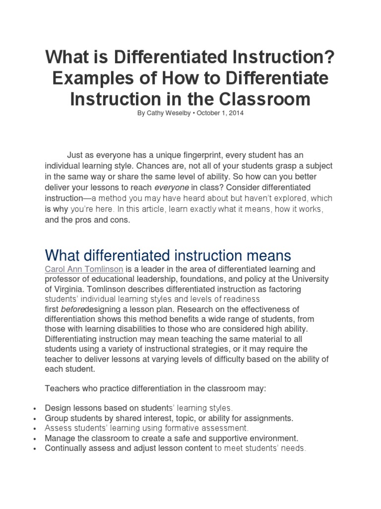 What Is Differentiated Instruction | PDF | Differentiated Instruction ...