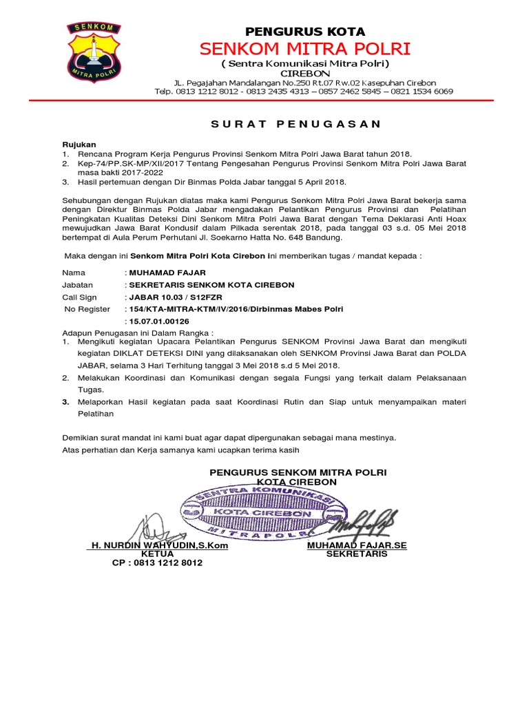 Surat Penugasan Diklat Ps 2018 Pak Fajar | PDF