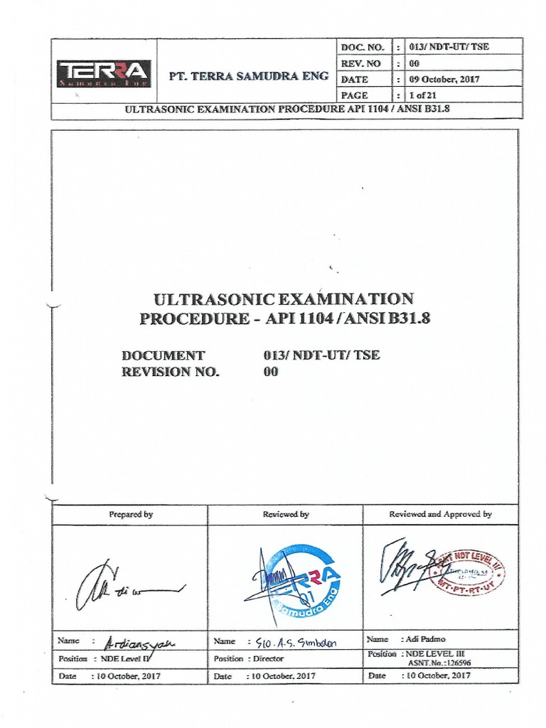013 NDT-UT TSE API 1104 - Rev 00-2-21 | PDF | Ultrasound | Welding