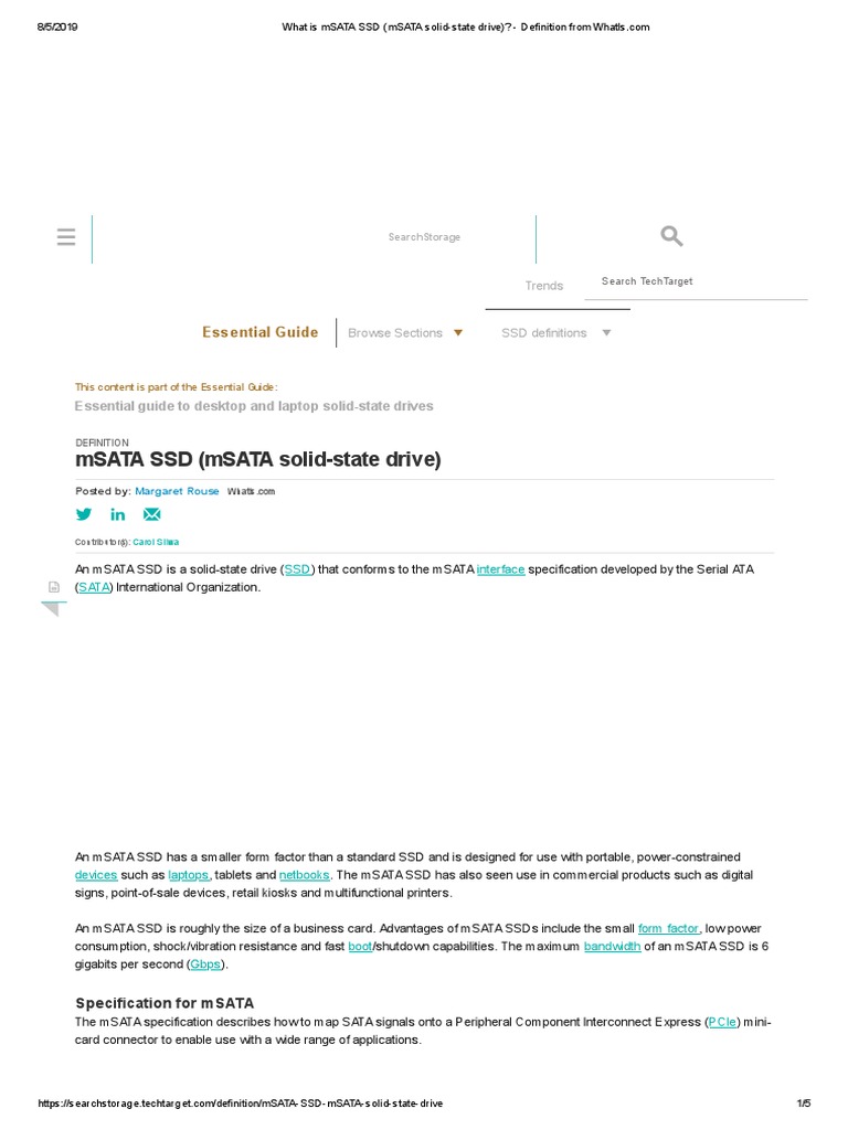 What Is MSATA SSD (MSATA Solid-State Drive) - Definition From | Solid ...