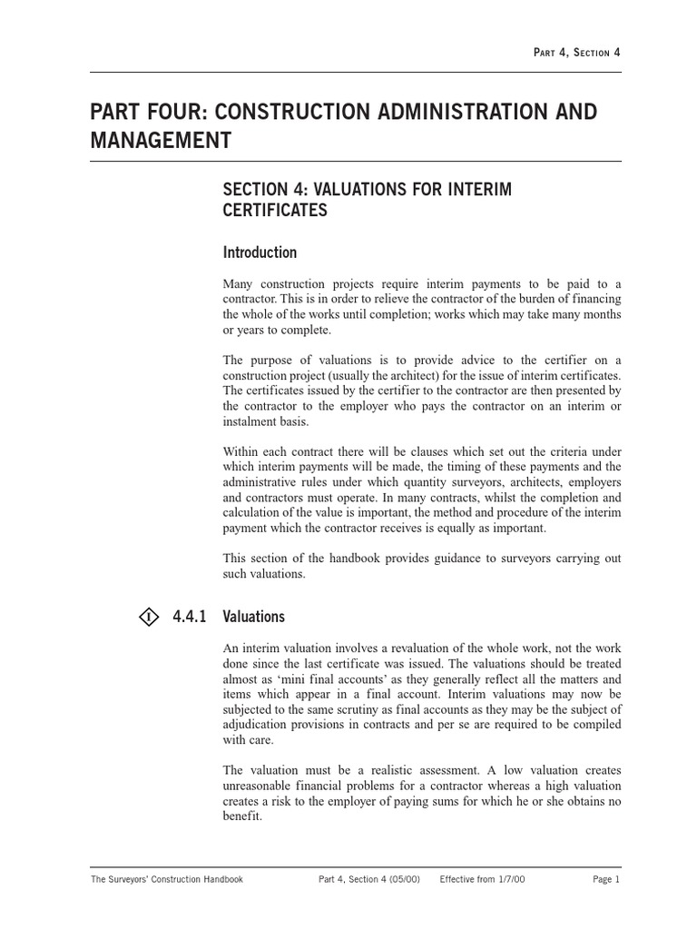 Interim Valuation Certificates in Construction | PDF | Valuation ...