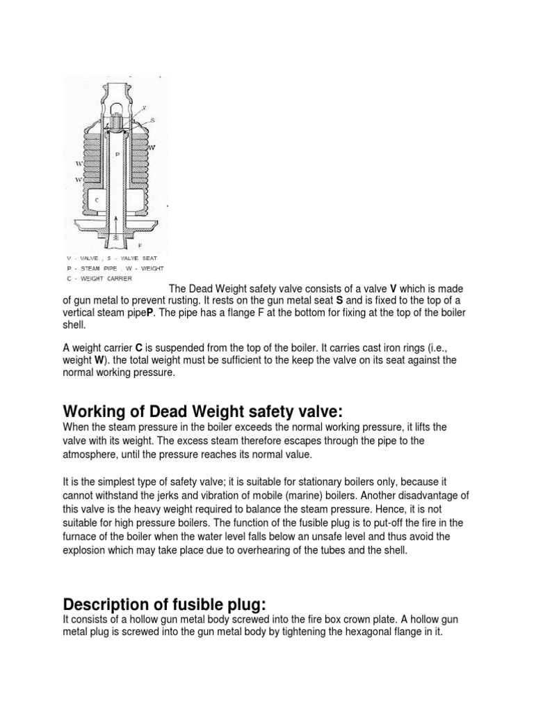 The Dead Weight Safety Valve Consists of A Valve | PDF | Boiler | Steam