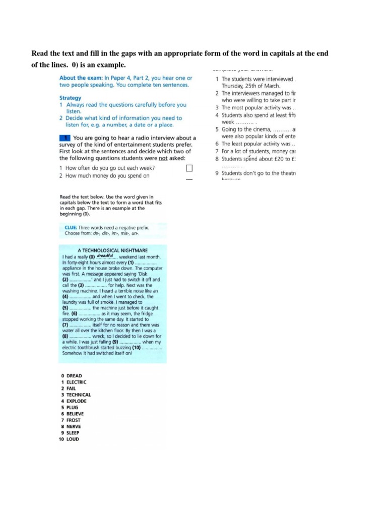 Read The Text and Fill in The Gaps With An Appropriate Form of The Word in Capitals at The End ...