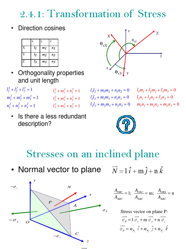 2.4.1: Transformation of Stress: - Direction Cosines | PDF | Stress ...