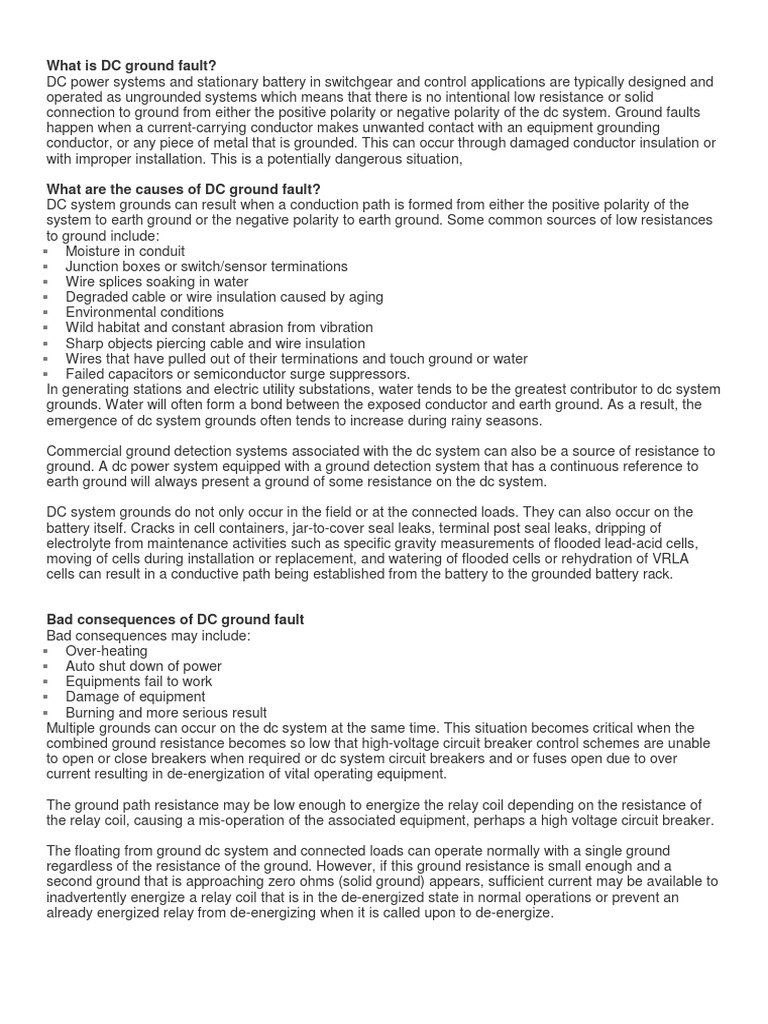 DC Ground Faults | PDF | Direct Current | Relay