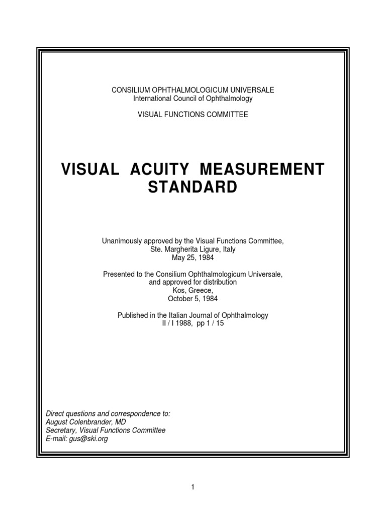 I Co Visual Acuity 1984 | PDF | Visual Acuity | Senses