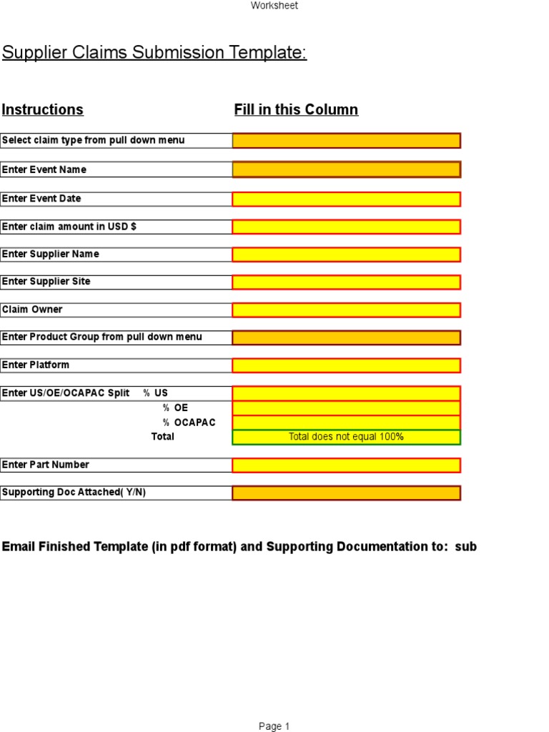 Supplier Claims Submission Template:: Instructions Fill in This Column ...