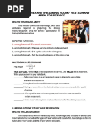 Lesson 1 Take Table Reservation | PDF | Restaurants | Lesson Plan